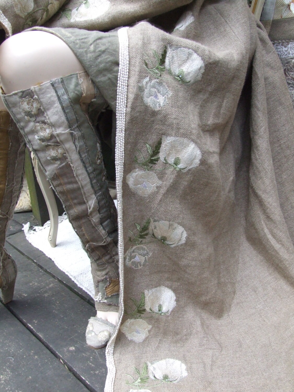 POSH. Embroidered Linen Coat With Natural Pearls. Art to Wear, Boho ...