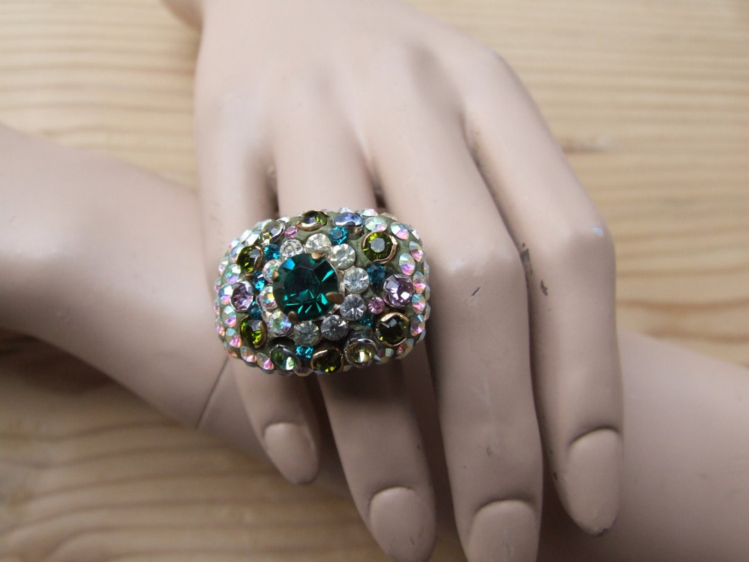 GROENE diamanten ring. groen Swarovski kristallen boho forest - Etsy ...