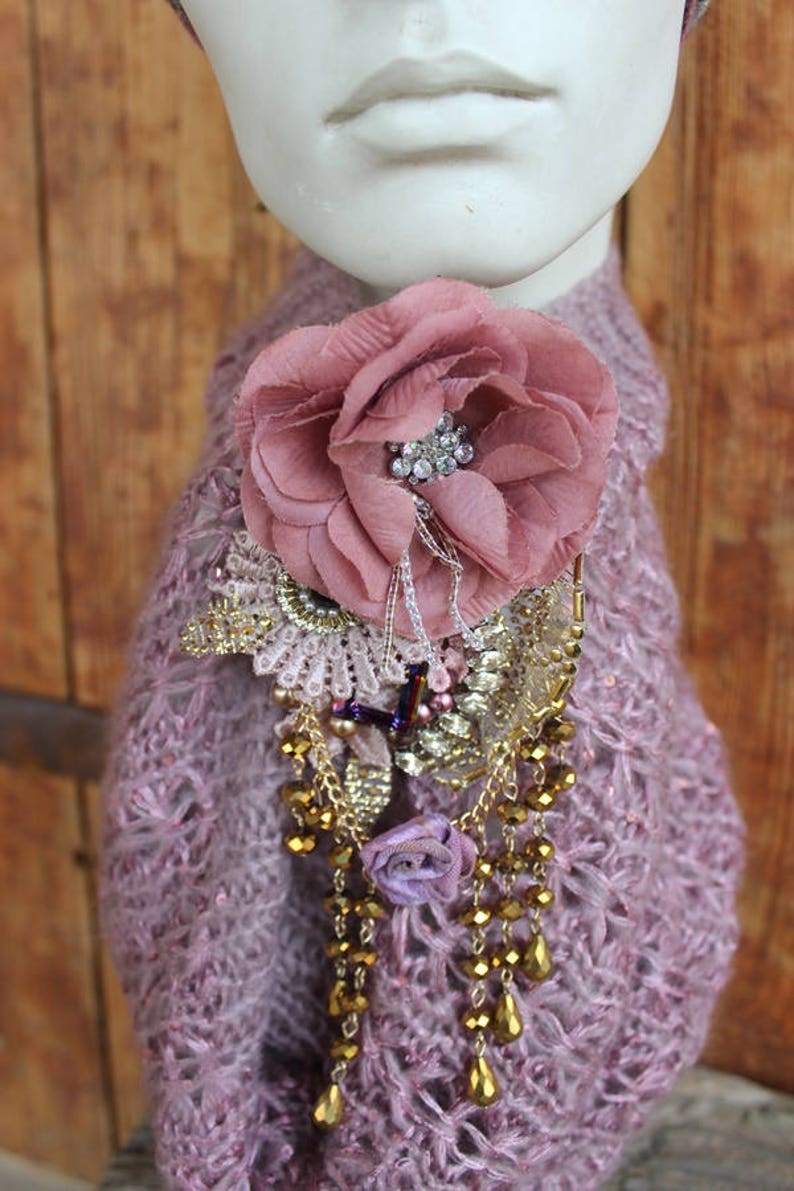 POWDER PINK ORCHIDS Brooch, Handmade, , Unique, Artsy, Ready to Ship ...