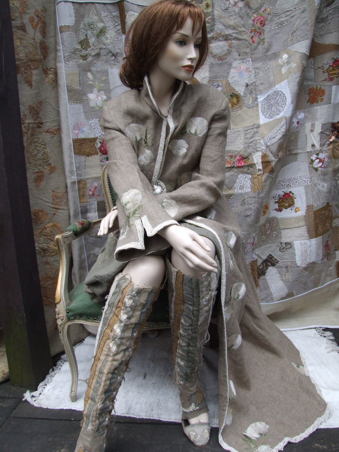 POSH. Embroidered Linen Coat With Natural Pearls. Art to Wear, Boho ...