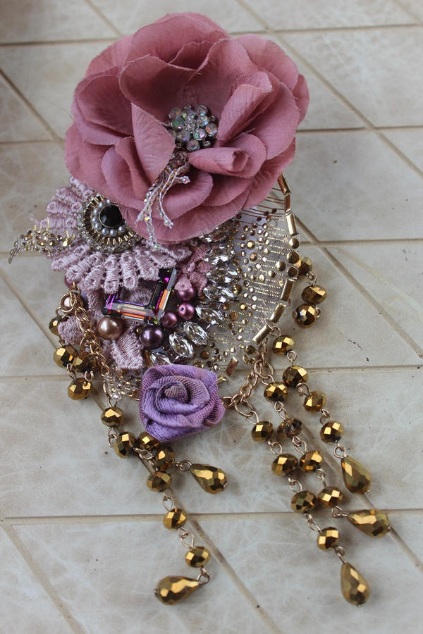 POWDER PINK ORCHIDS Brooch, Handmade, , Unique, Artsy, Ready to Ship ...