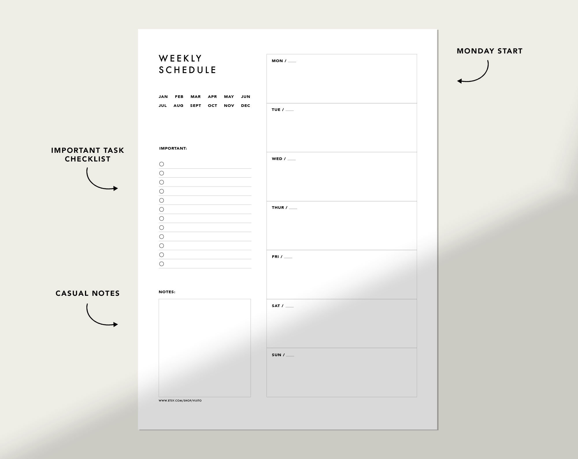 2023 Weekly Planner Schedule, Printable Planner, Week at A Glance, Desk ...