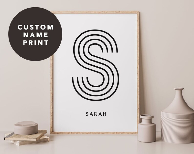 Custom Name Initial Print, Personalized Name Print, Nursery Print ...