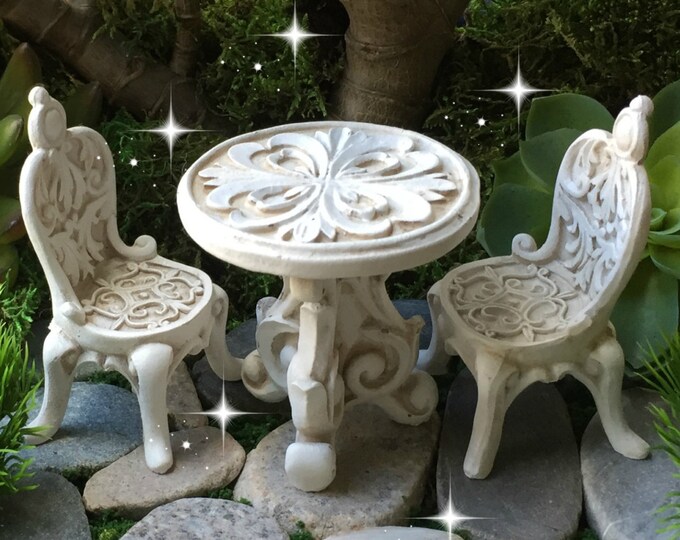 Fairy Garden Table, Miniature Table and Chairs, Fairy Table and Chairs ...