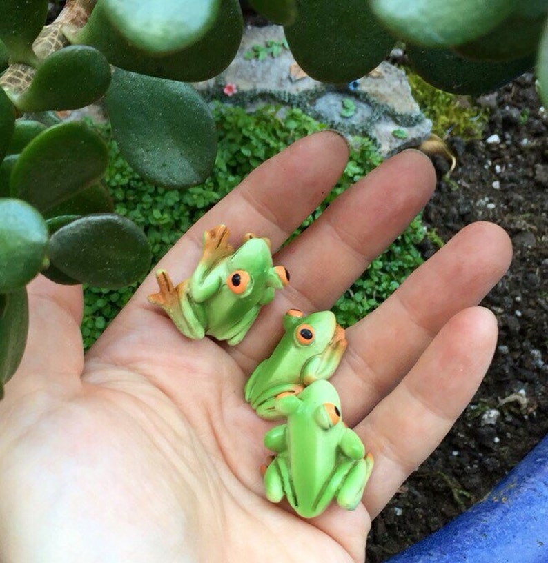 Set of 3 fairy garden frogs miniature tree frog tiny frog | Etsy