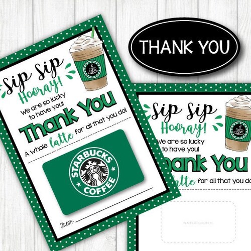 INSTANT DOWNLOAD Starbucks Gift Card Teacher Appreciation - Etsy