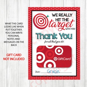 Thank You TARGET Gift Card Holder. 5x7" DIGITAL FILE. Thank You Teacher ...