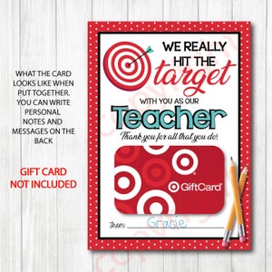 Teacher Appreciation Gift Card Holder: Target Printable (digital File ...