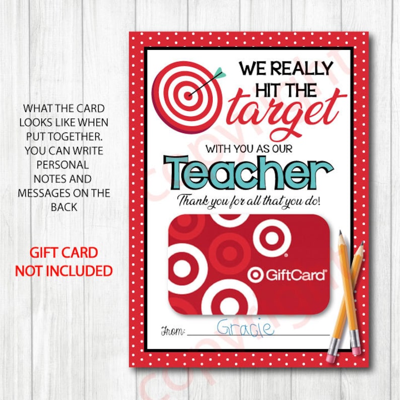 Teacher Appreciation Gift Card Holder: Target Printable (digital File ...