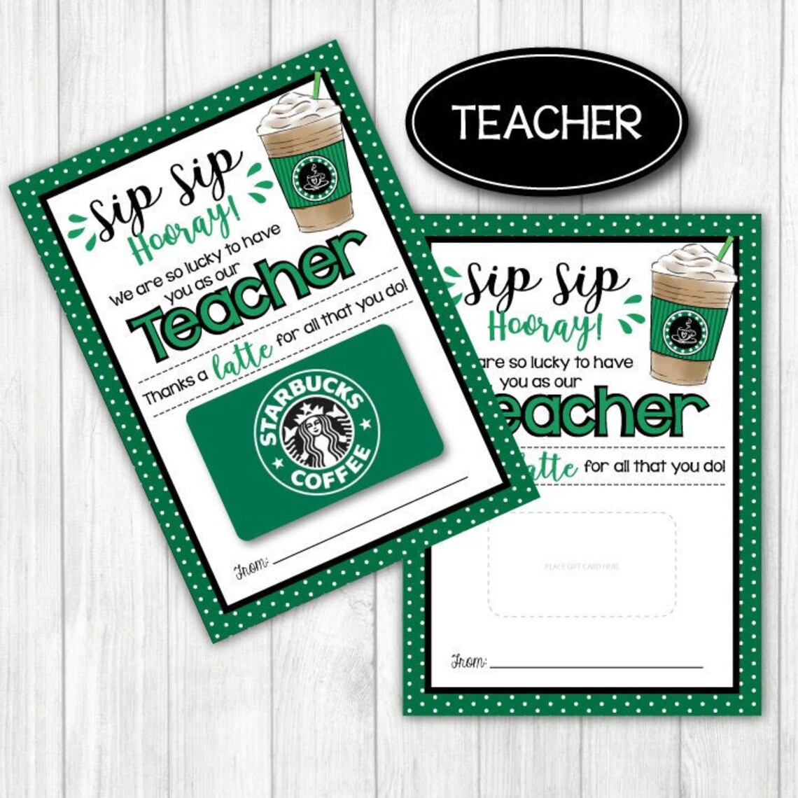 Teacher STARBUCKS Gift Card Holder. 5x7 DIGITAL FILE. - Etsy