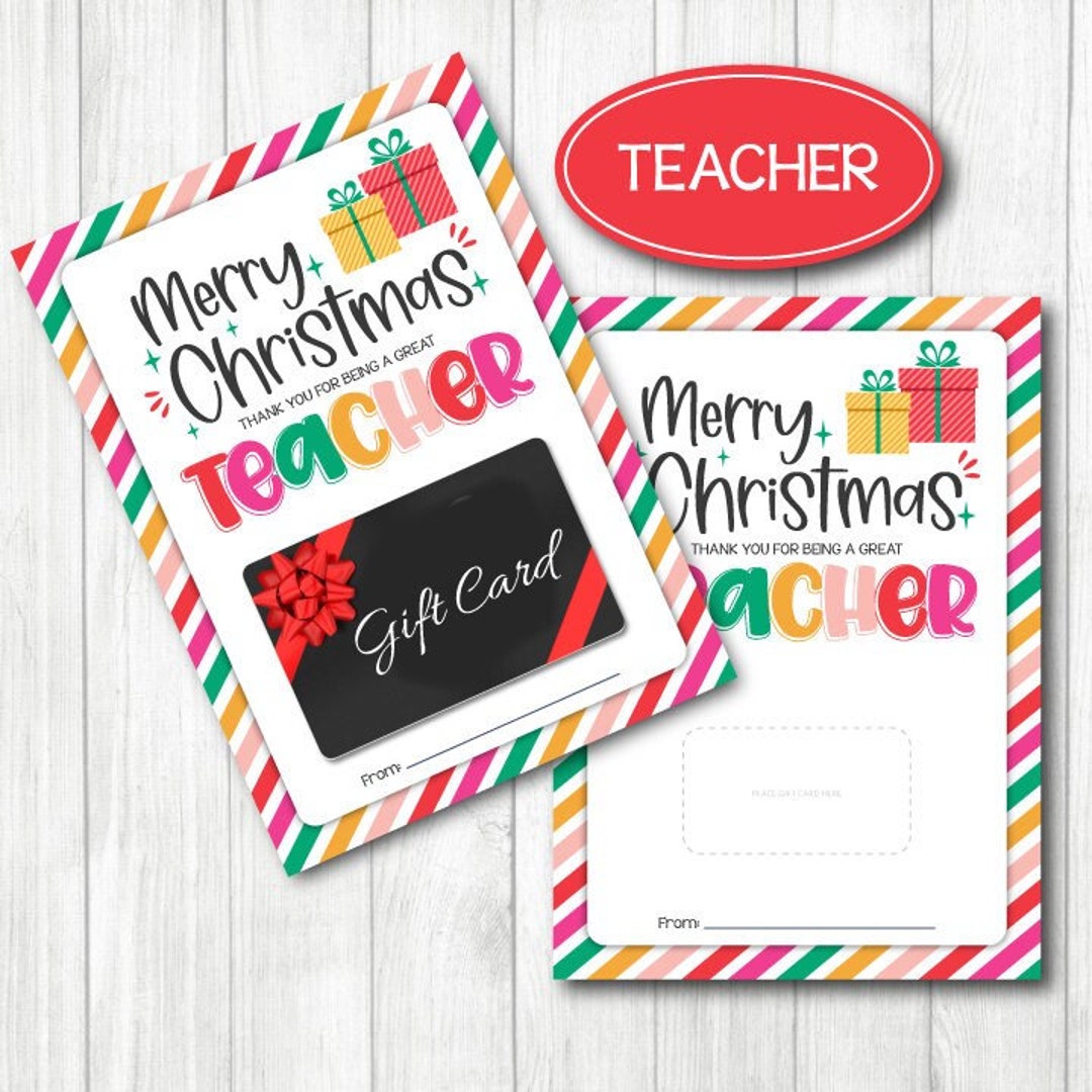 Christmas Teacher Gift Card Holder. 5x7 DIGITAL FILE. Teacher Christmas ...