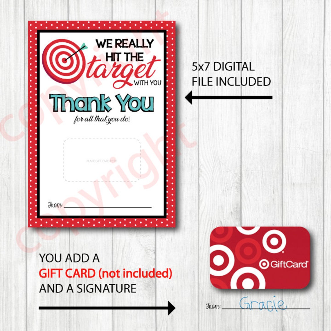 Thank You TARGET Gift Card Holder. 5x7 DIGITAL FILE. - Etsy
