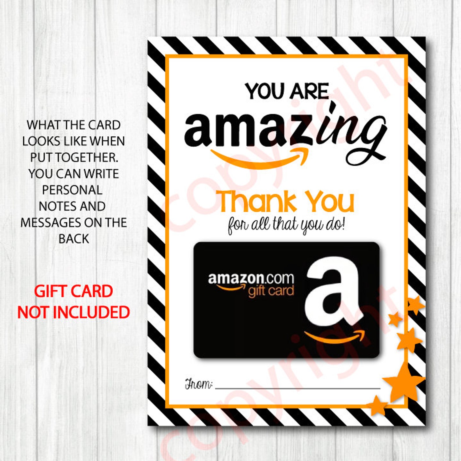 Amazon Gift Card Holder: Printable Thank You Card (digital File) - Etsy