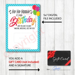 BIRTHDAY Happy Birthday Gift Card Holder. 5x7" DIGITAL FILE. Teacher ...