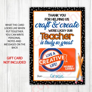 Teacher HOBBY LOBBY Gift Card Holder. 5x7" DIGITAL File. Craft Store ...