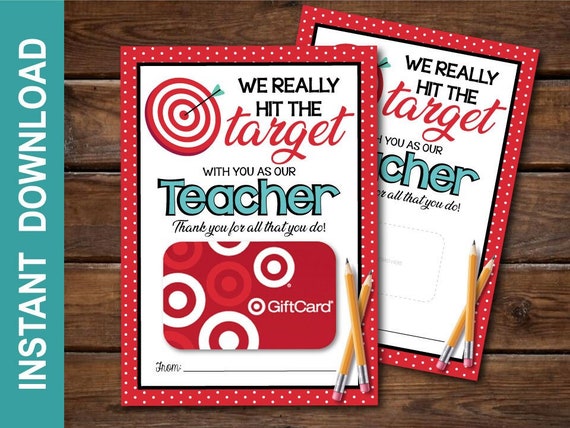 Teacher TARGET Gift card holder Thank You Teacher Appreciation 5x7 ...