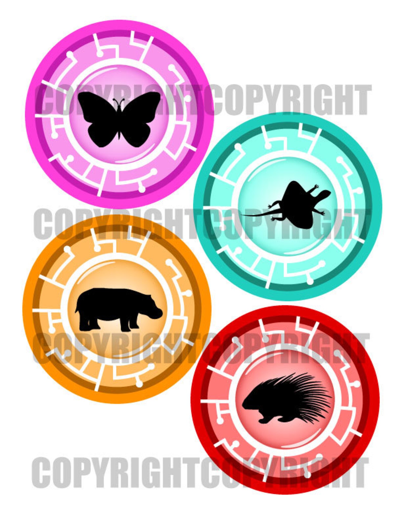 24 Set Animal Adventure Discs Inspired, 4" PRINTABLE Downloadable ...