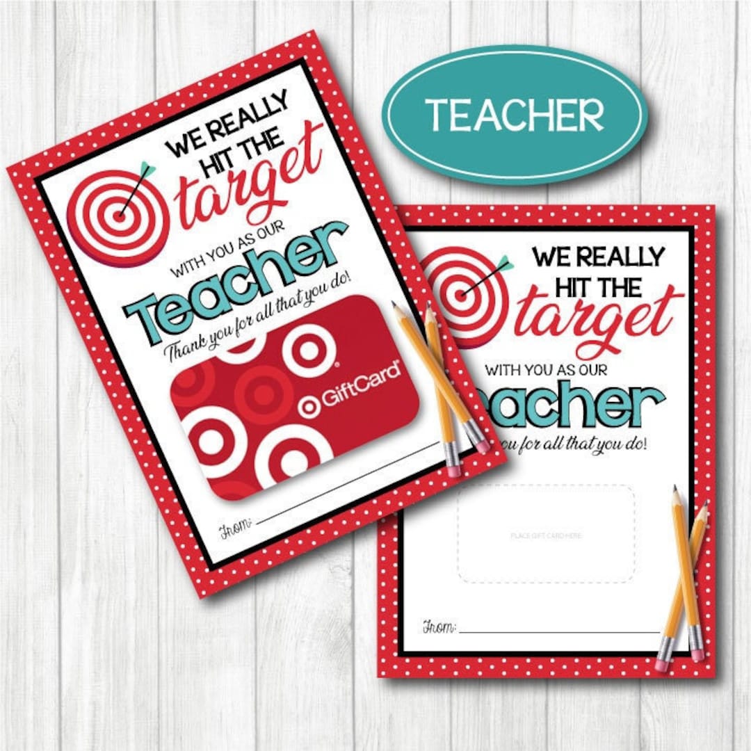 Teacher TARGET Gift Card Holder. 5x7" DIGITAL FILE. Thank You Teacher ...