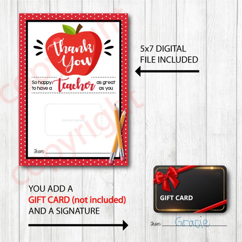 Apple Teacher Thank You Gift Card Holder (digital File) - Etsy