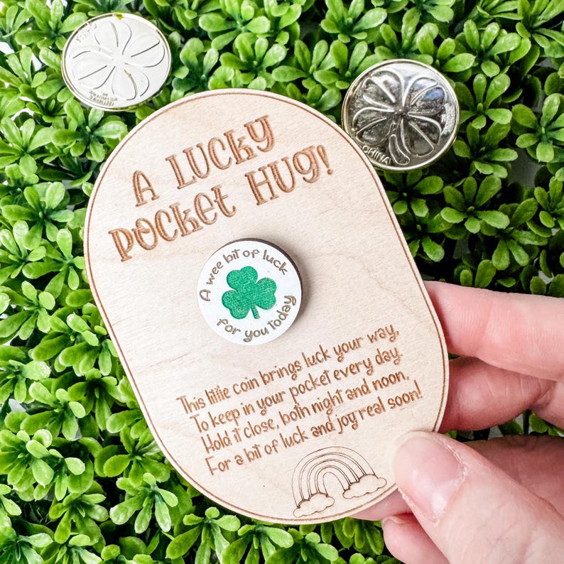 Lucky Shamrock Pocket Hug Coin DIGITAL File, SVG File, Glowforge File ...