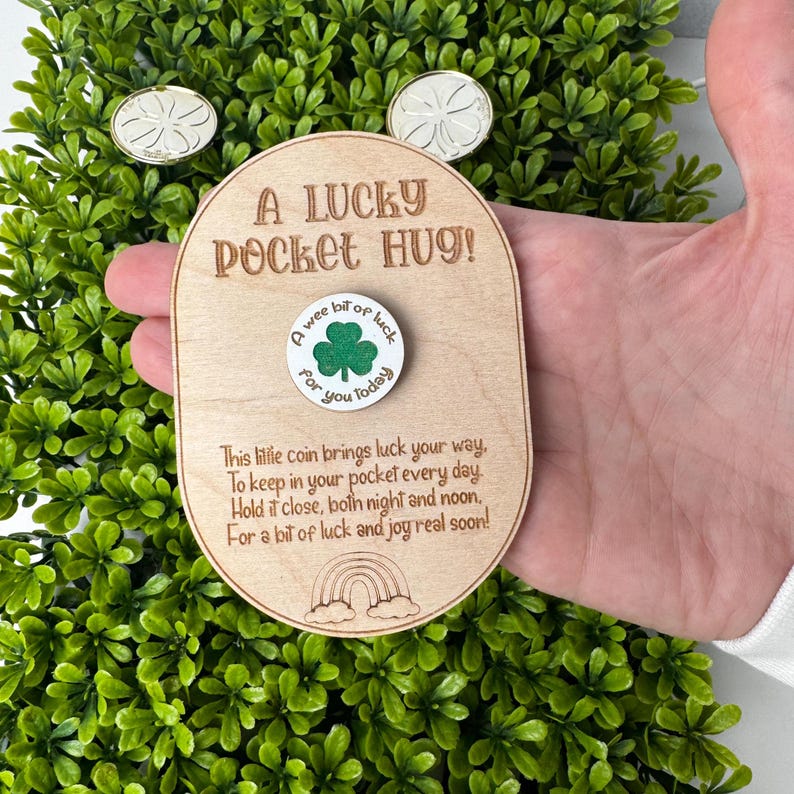 Lucky Shamrock Pocket Hug Coin DIGITAL File, SVG File, Glowforge File ...