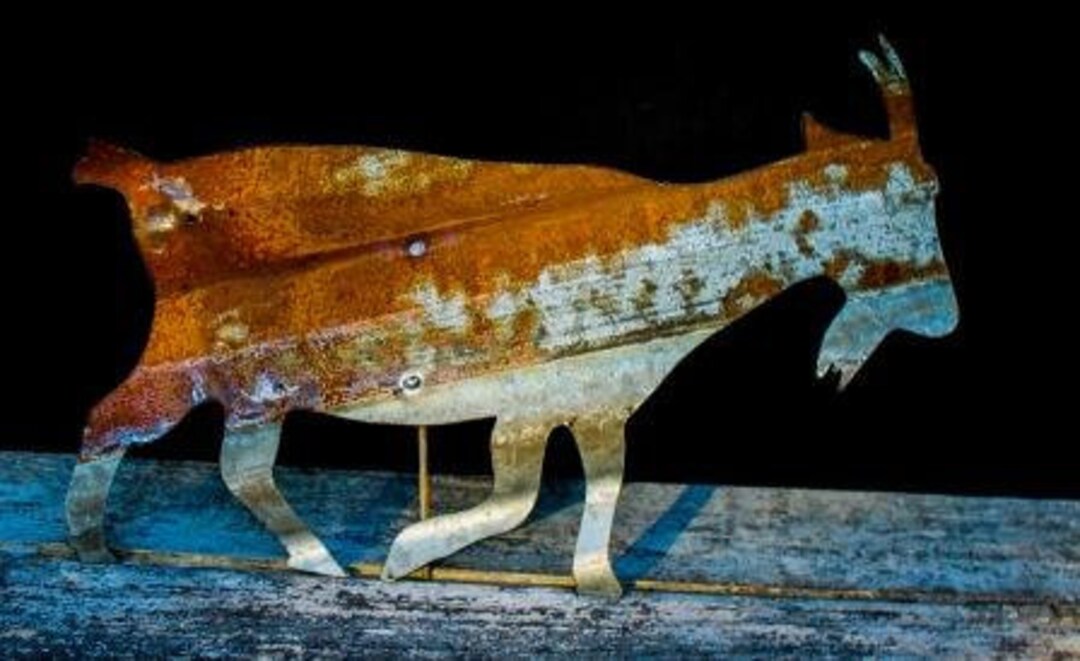 Goat With Horns- Corrugated Barn Tin - Etsy