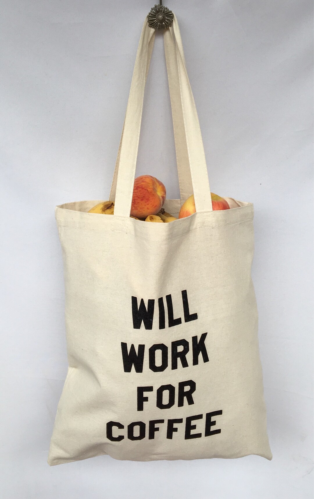 Coffee Tote Bag. Will Work for Coffee Natural Canvas Tote Bag. Coffee ...