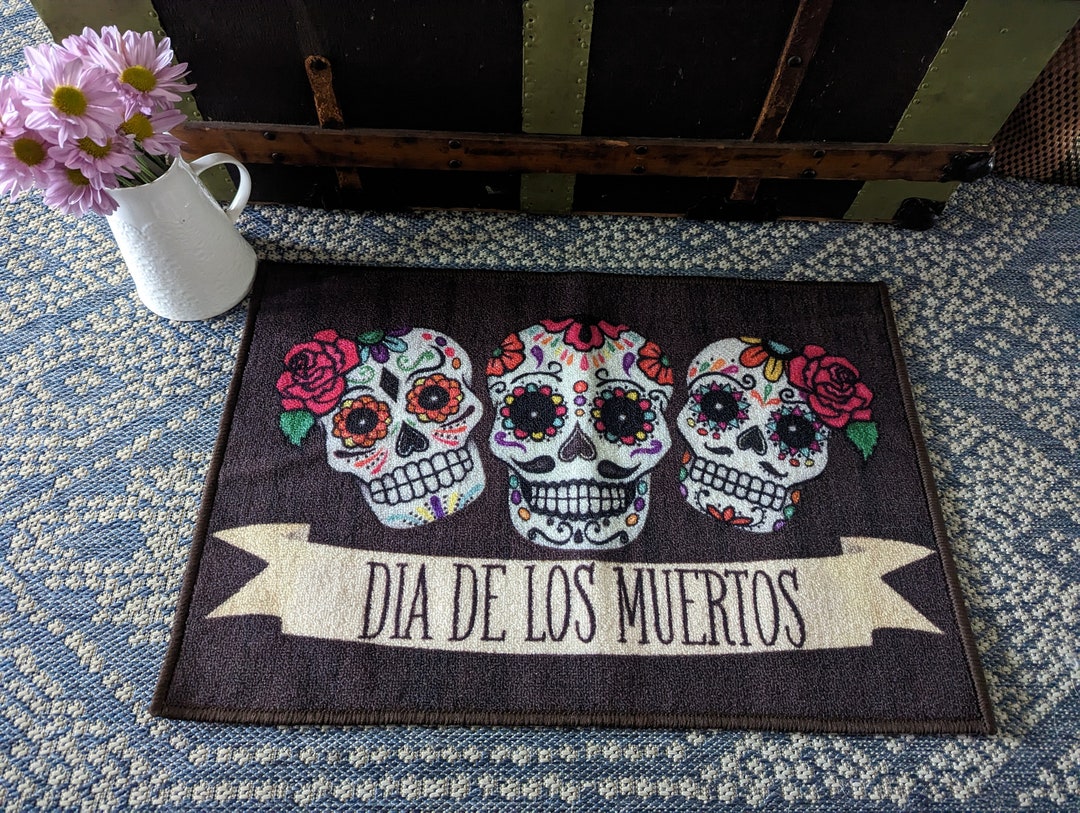 Skulls Bath Mat. Skulls Rug Gothic Decor. Skulls Bathroom Mats. Dia De ...