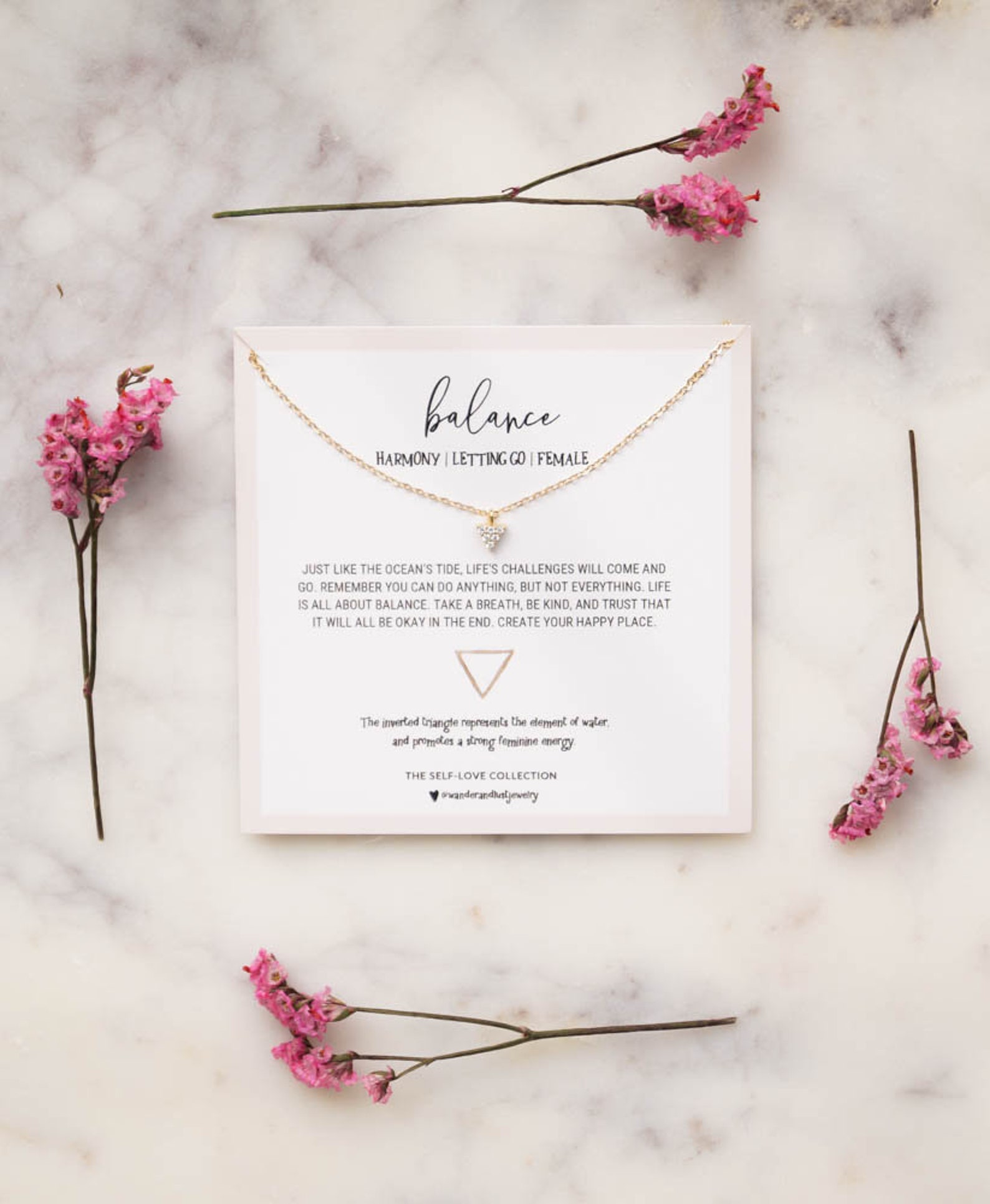 Balance Necklace Inverted Triangle Necklace Dainty Necklace - Etsy