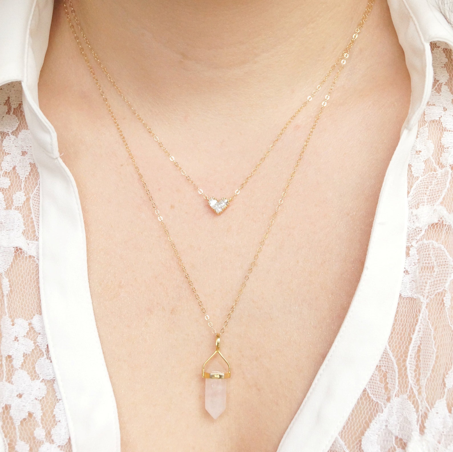 Gold Heart Necklace Dainty Gold Necklace Love Necklace - Etsy
