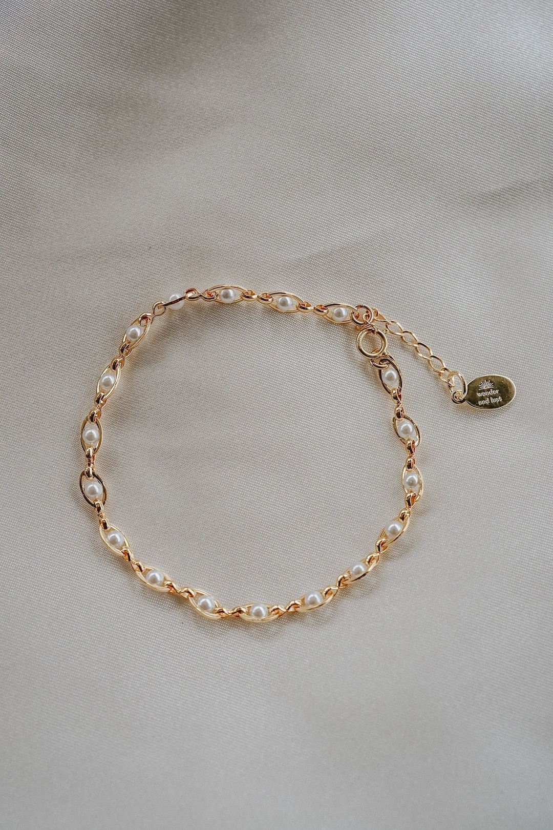 Pippa Pearl Bracelet, Dainty Chain Bracelet, Gold Pearl Bracelet ...