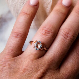 Aquamarine Ring, March Birthstone Ring, Rose Gold Ring, Aquamarine ...