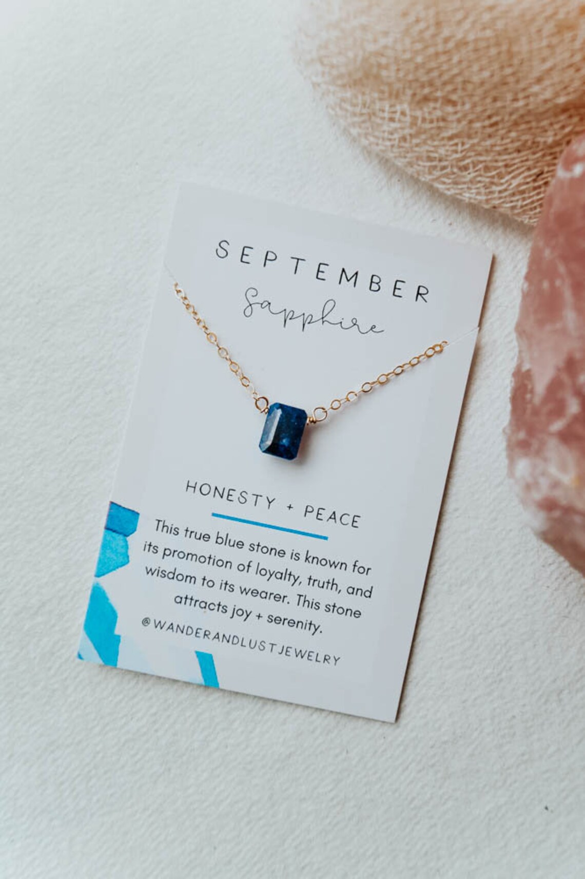 September Birthstone Necklace Sapphire Blue Necklace Blue | Etsy