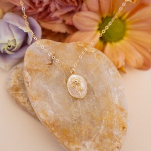 July Birth Flower Necklace, Water Lily Necklace, Birth Month Flower ...