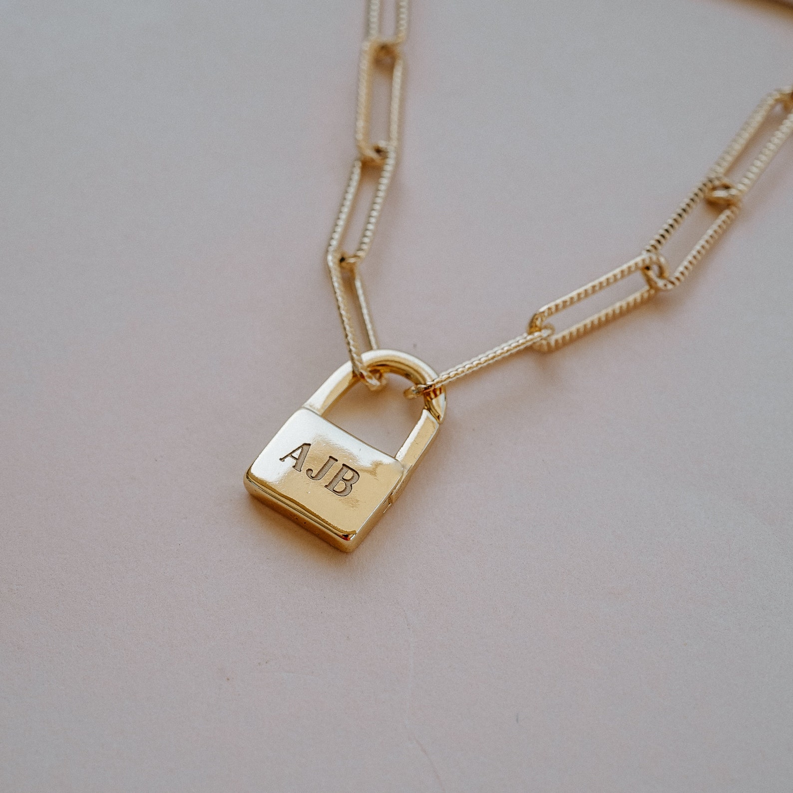 Monogram Lock Necklace, Personalized Necklace, Gold Initial Necklace ...