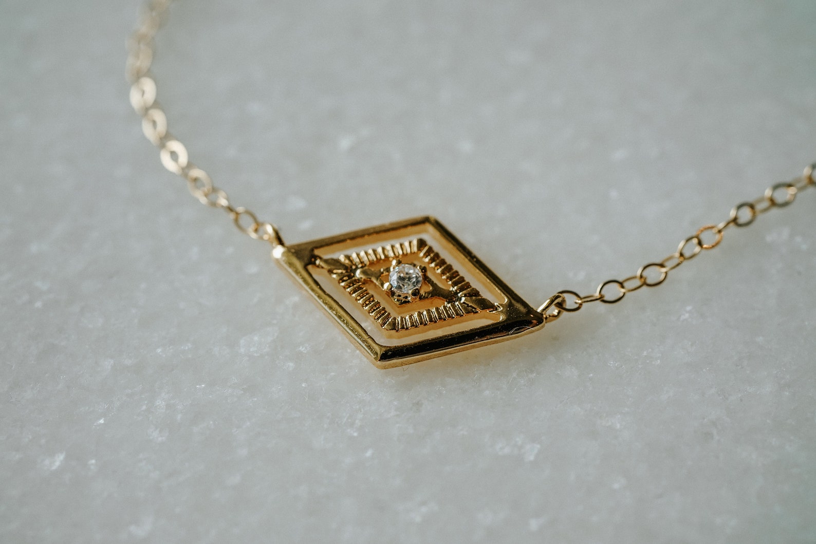 Cleo Necklace, Rhombus Necklace, Dainty Gold Necklace, Layering ...