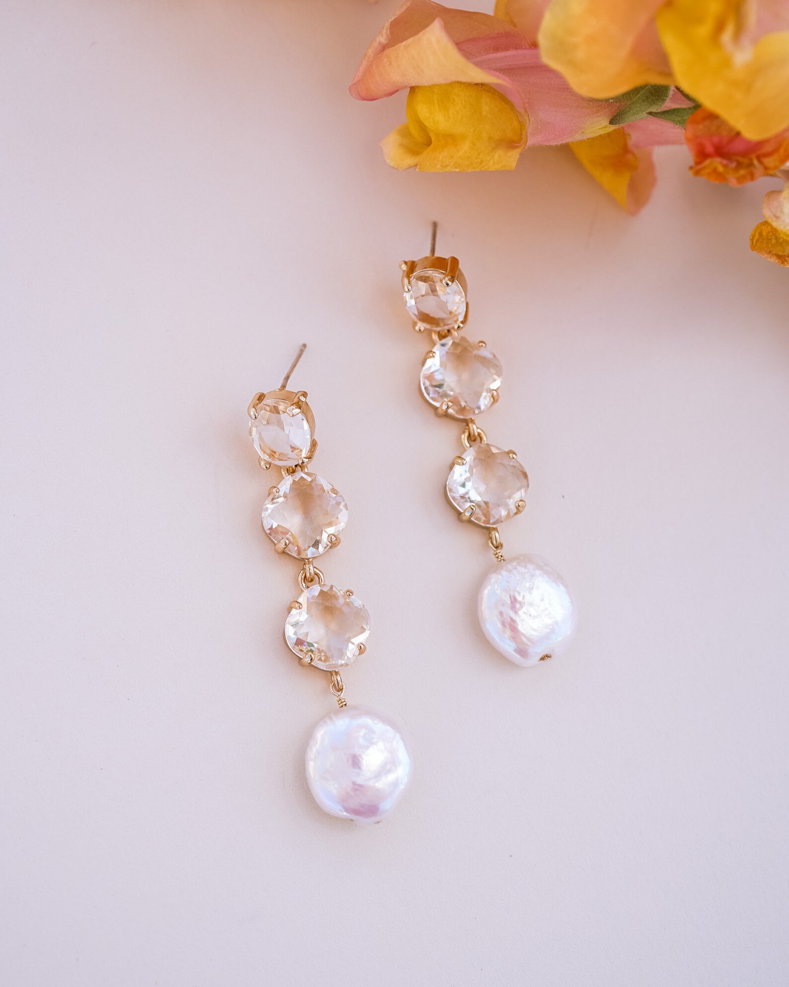 Brynn Pearl Drop Earrings, Wedding Earrings, Boho Bridal Earrings ...