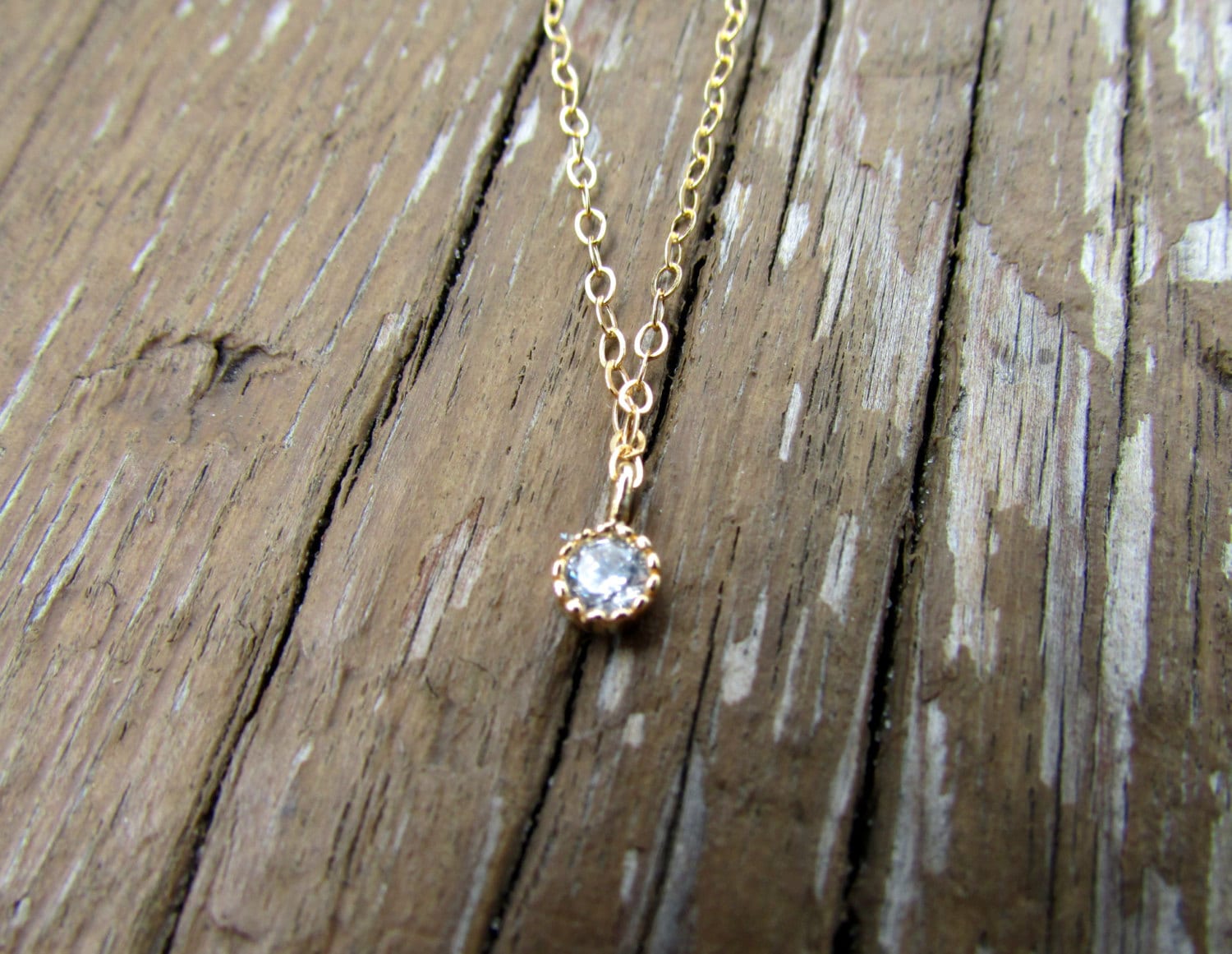 Tiny CZ Gold Necklace, Gold Choker, Gold Necklace, Dainty Gold Necklace ...