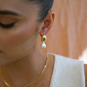 Hailey Dome Pearl Earrings, Pearl Drop Earrings, Wedding Earrings ...