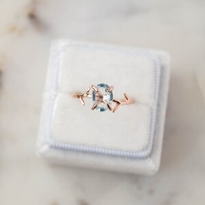 Aquamarine Ring, March Birthstone Ring, Rose Gold Ring, Aquamarine ...