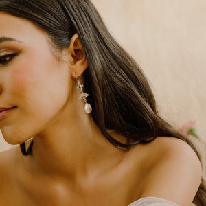 Lydia Pearl Earrings, Something Blue Bridal Earrings, Wedding Earrings ...