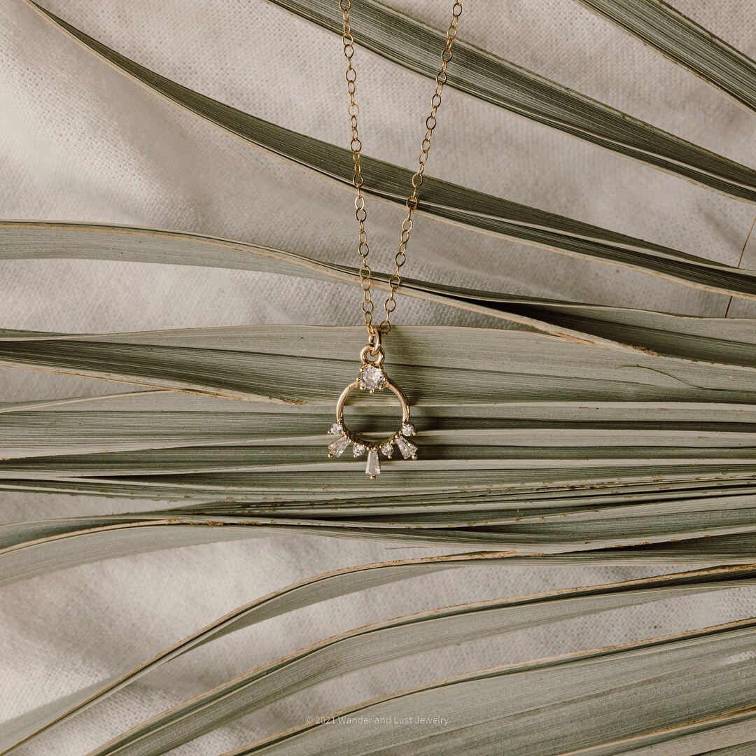 Quincy Necklace, Dainty Gold Necklace, Cubic Zirconia Necklace, Bridal ...