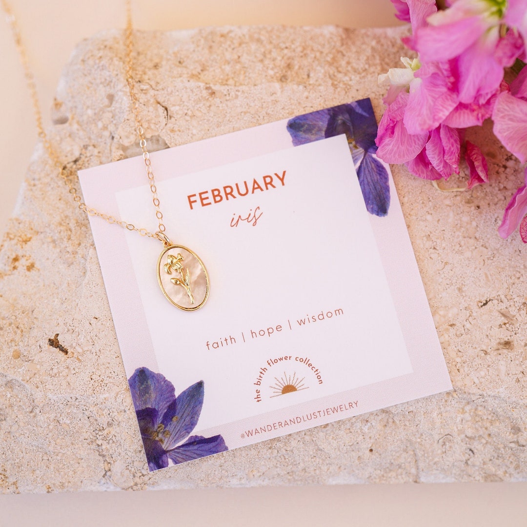 February Birth Flower Necklace, Birth Month Flower, Gift for Her ...
