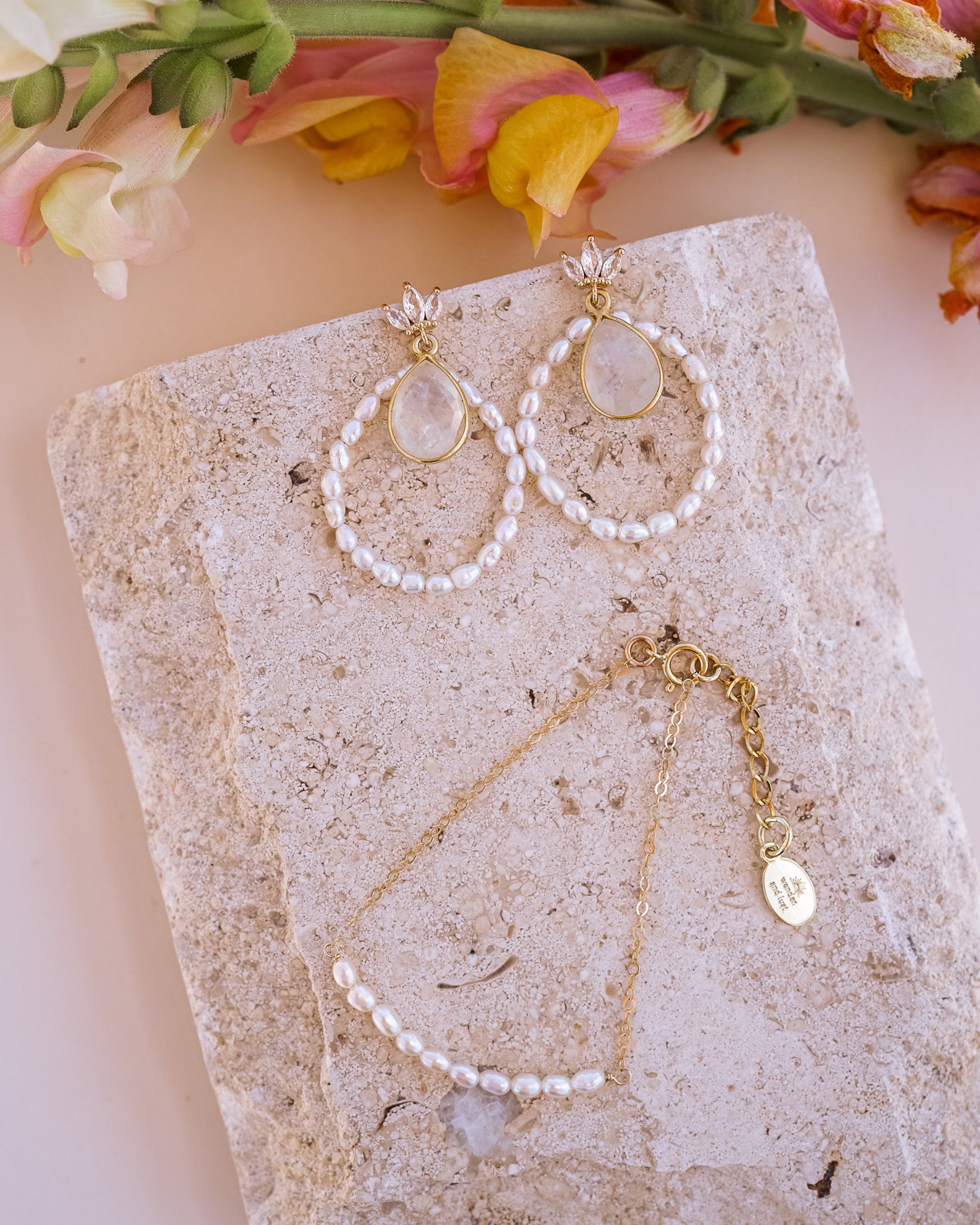 Kate Moonstone Earrings, Pearl Dangle Earrings, Elegant Earrings, Pearl ...