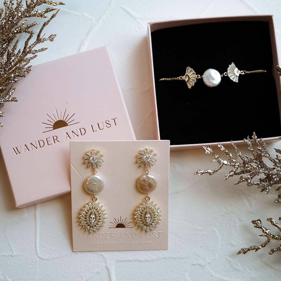 Elegant Gold Jewelry Gift Set for Her, Holiday Gift for Wife, Sparkly ...