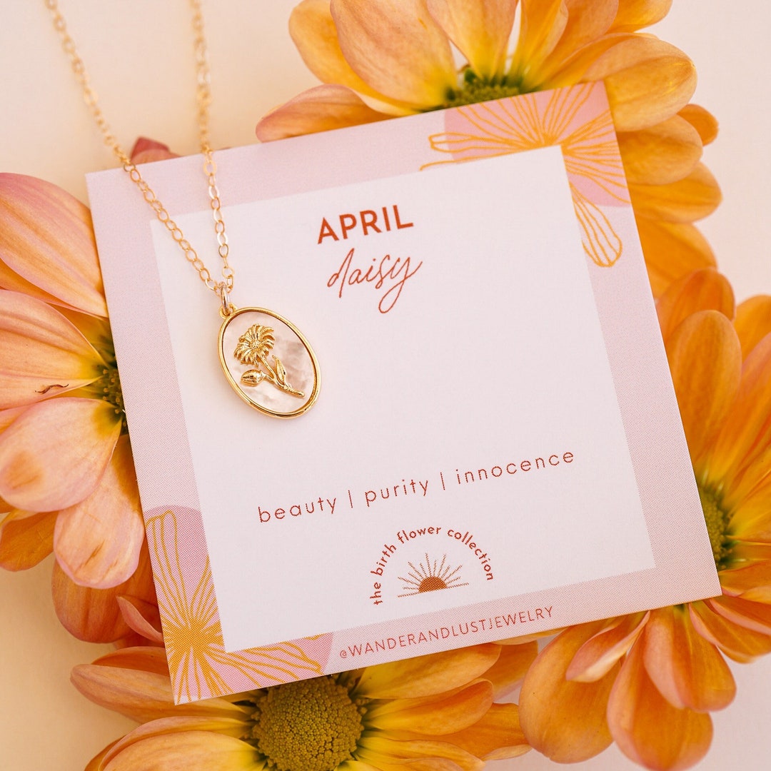 April Birth Flower Necklace, Daisy Necklace, Birth Month Flower, Bridal ...