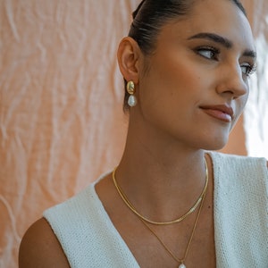 Hailey Dome Pearl Earrings, Pearl Drop Earrings, Wedding Earrings ...