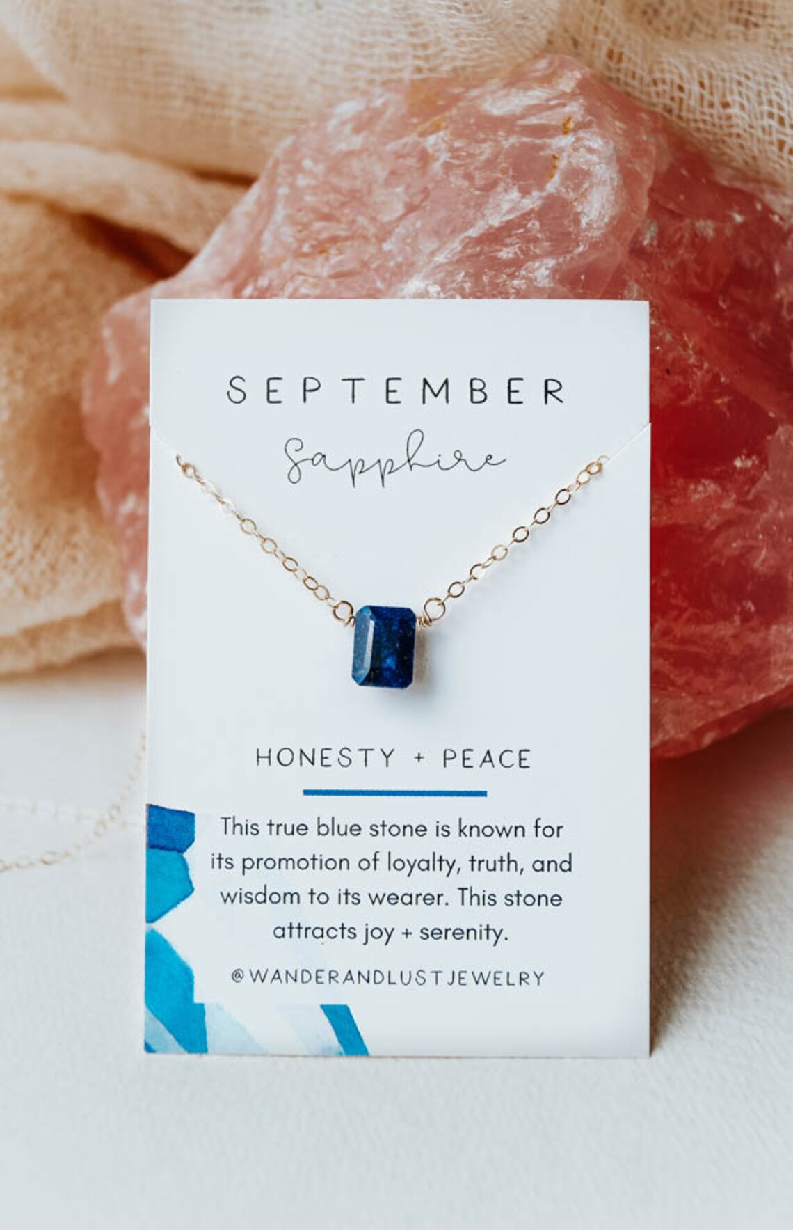 September Birthstone Necklace Sapphire Blue Necklace Blue | Etsy
