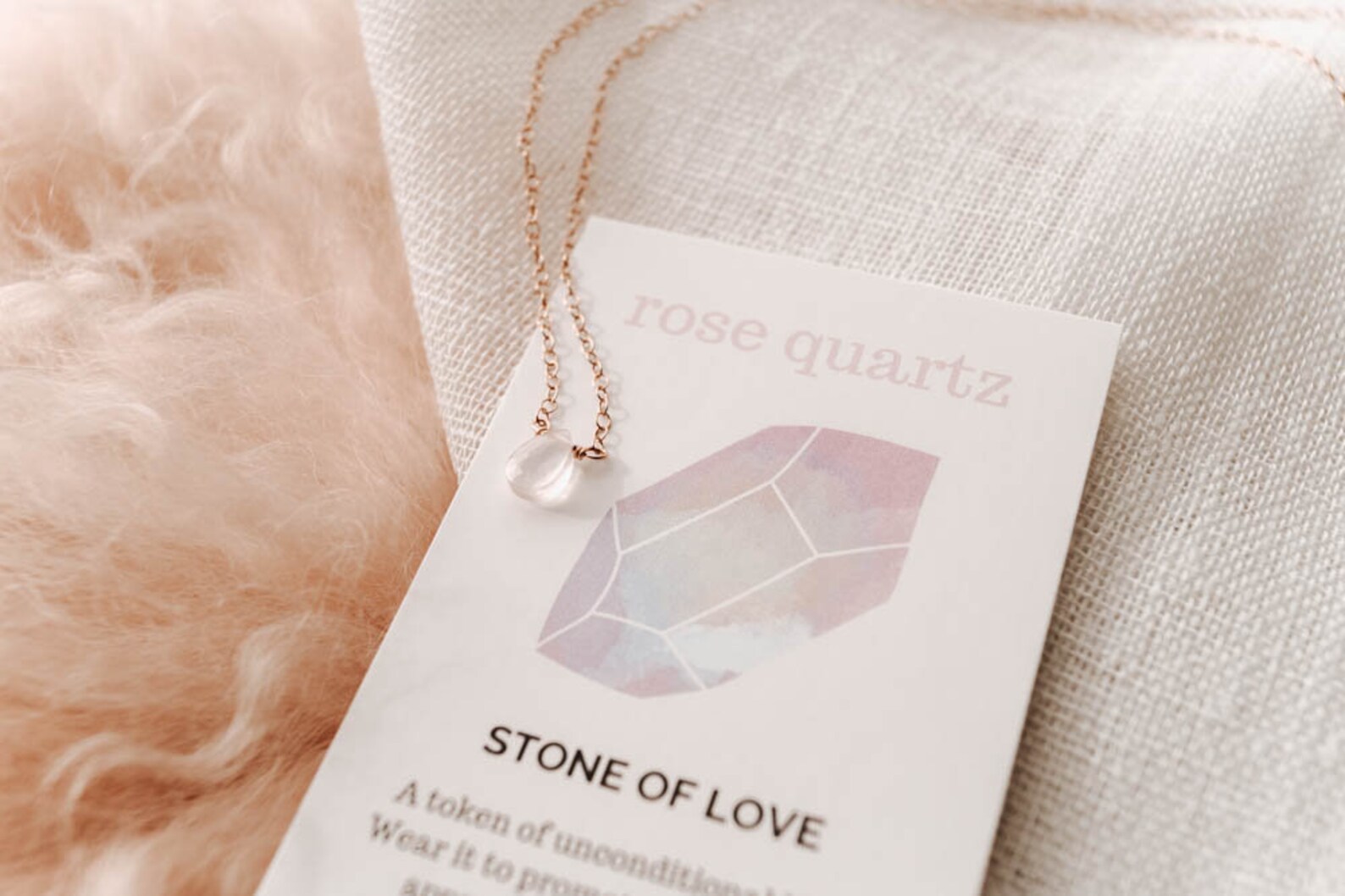 Rose Quartz Necklace, Love Necklace, Gift for Mom, Bridesmaid Gift ...