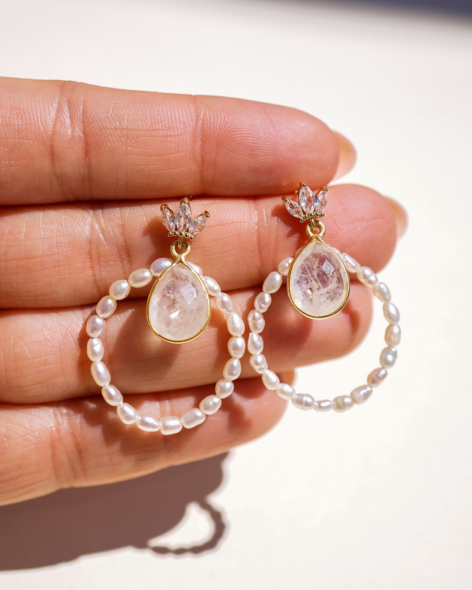 Kate Moonstone Earrings, Pearl Dangle Earrings, Elegant Earrings, Pearl ...